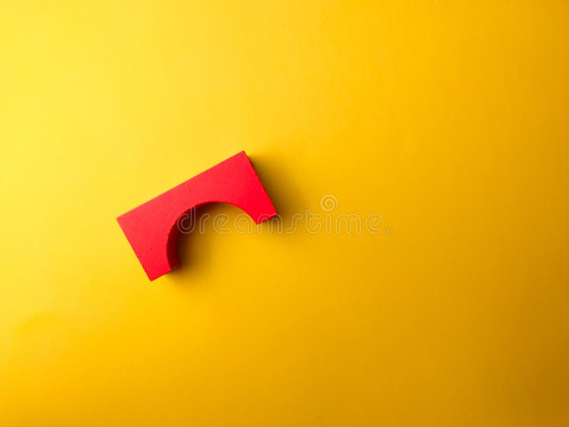 Top View Piece of a Colored Wooden Block on a Yellow Background Stock ...