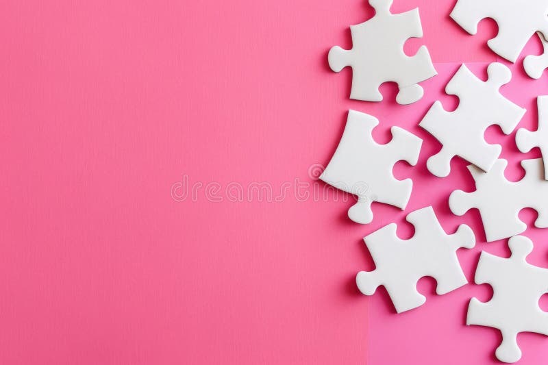 Top View of Pieces of Puzzle on Pink Background Stock Illustration ...