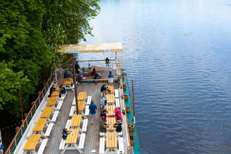 Top View of the Pier with Rows of Tables for Waiting and Resting ...