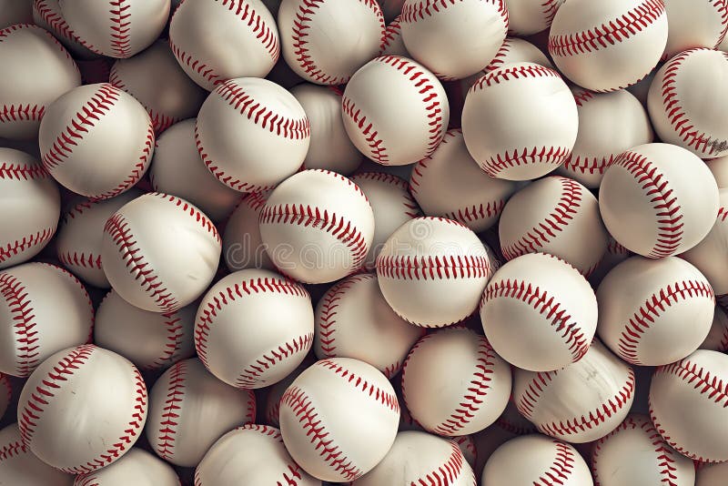 Top View of a Pile of Many Baseball Balls, Sport Background Stock ...