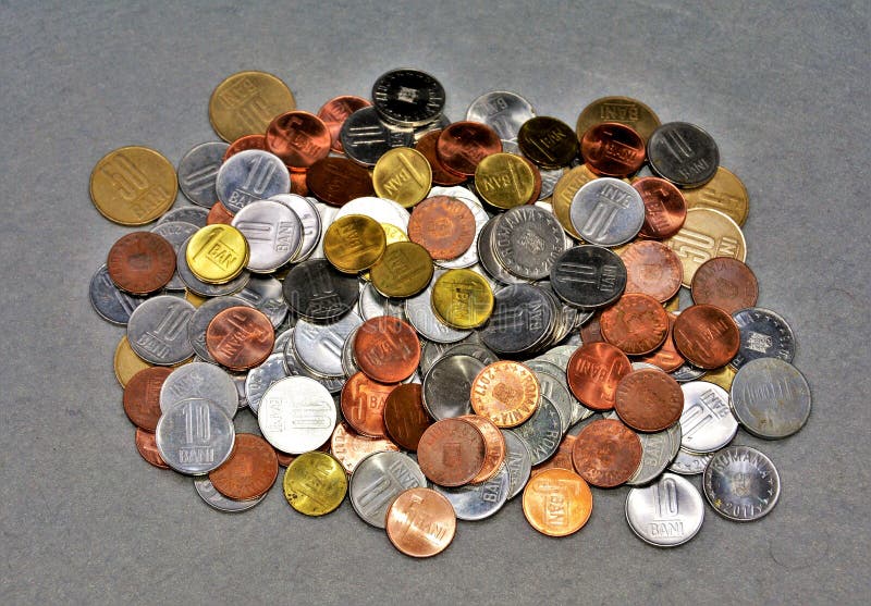 Top-view of a Pile of Silver and Gold Romanian Coins Stock Photo ...