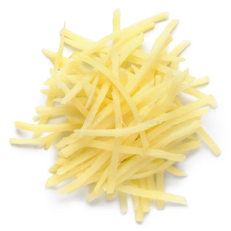 Top View of Pile Vegetables Roots of Ginger Chopped Stripes Isolated on ...