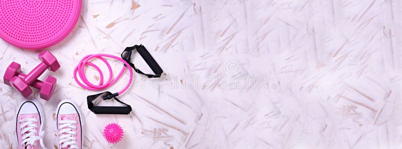 Top View of Pink-colored Sports Equipment on the Ground Stock Image ...