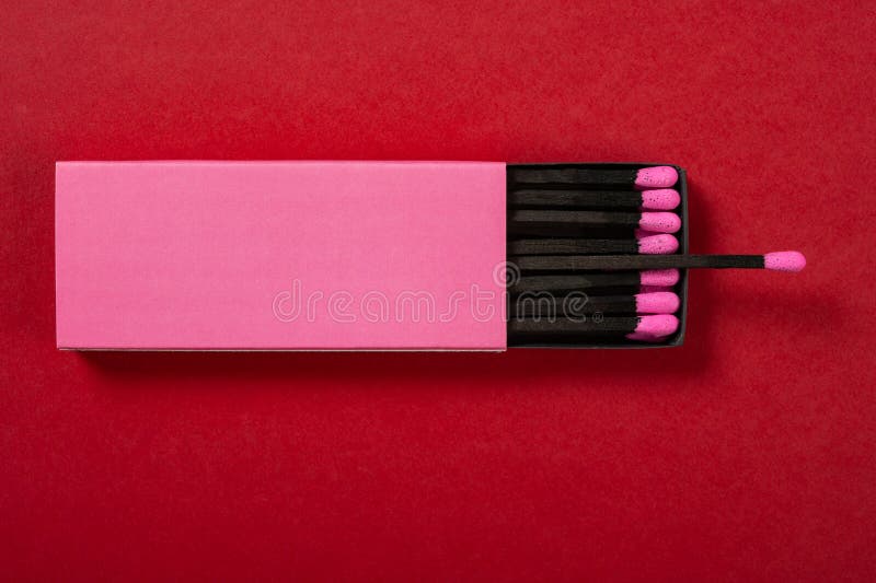 Top View Pink Matchbox on Red Background Stock Photo - Image of sulphur ...