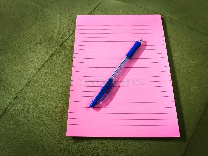 Top View of Pink Notebook with Pencil Placing Stock Image - Image of ...