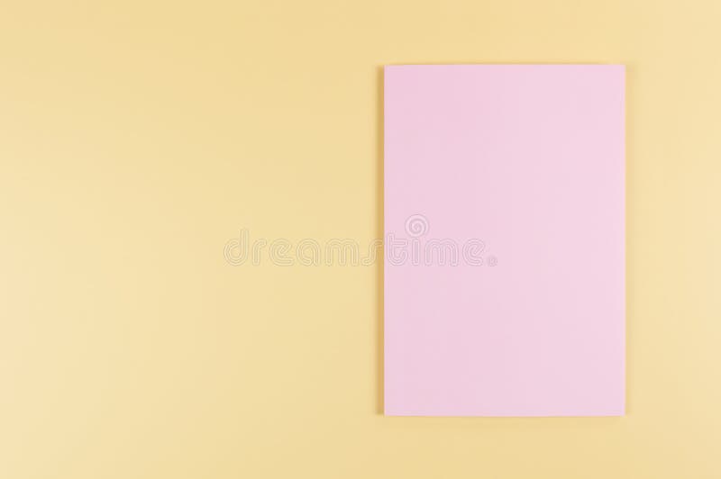 Top View of Pink Notebook on Yellow Background. School, Office ...