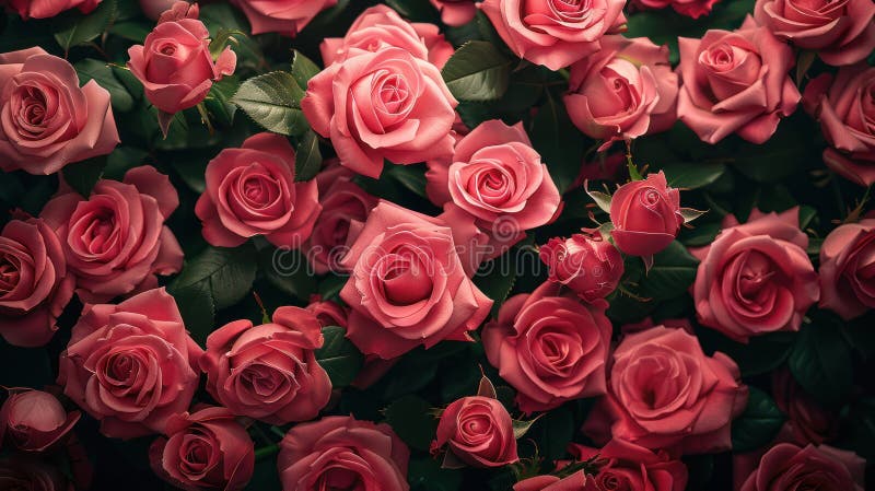 Top View of Pink Rose Flowers in Studio - Background Image of Rose ...