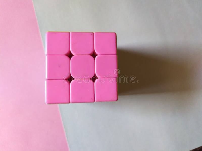 Top View of Pink Square Cube Rest on Paper Stock Image - Image of pink ...
