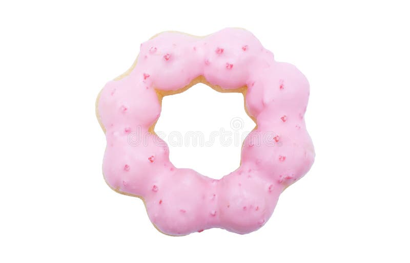 Top View of Pink Sugar Coated Donuts Isolated on White Stock Photo ...