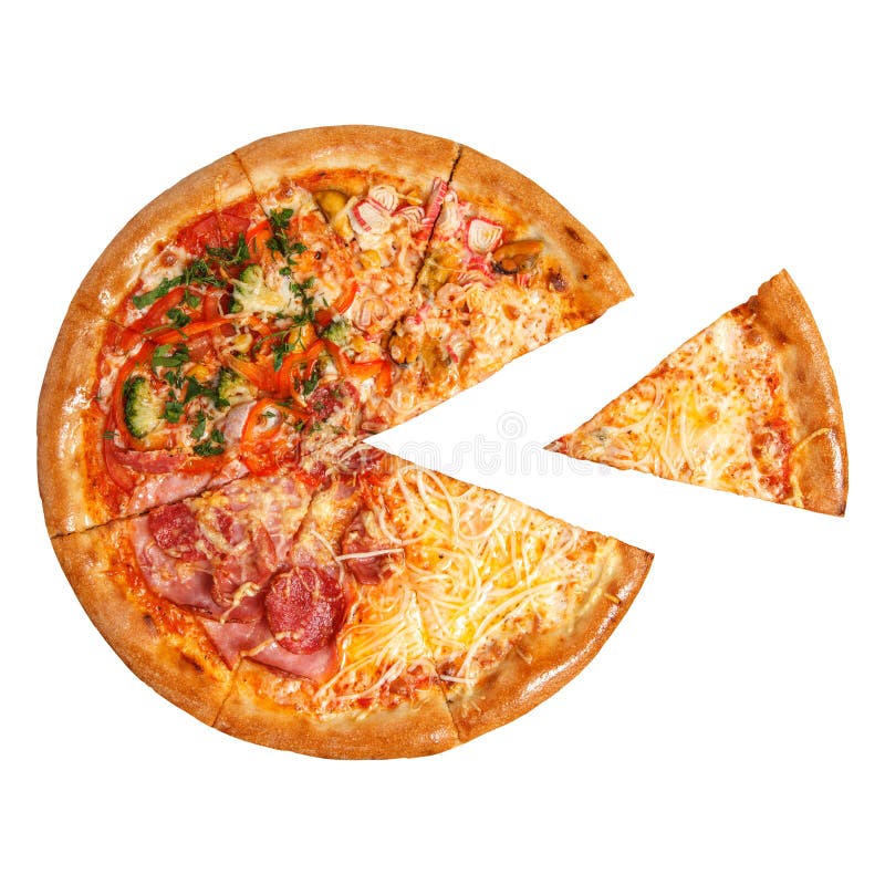 Top View of Pizza. Sliced Pizza Overhead View Isolated Over White ...