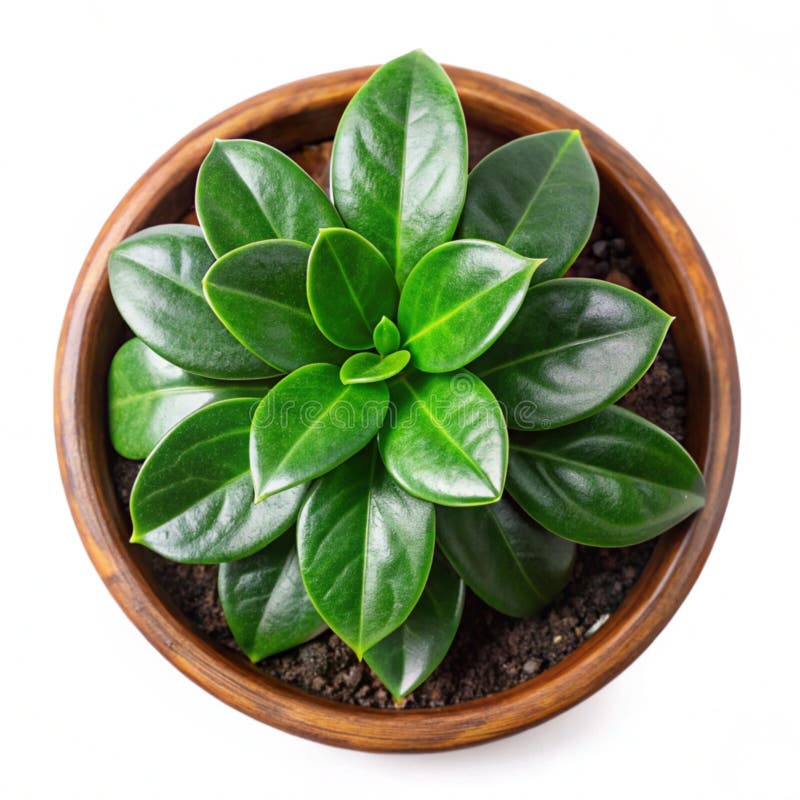 Top View of Plant in Pot Isolated on White Background. Stock Photo ...