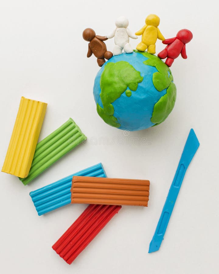 Top View Plasticine Earth People. High Quality Photo Stock Image ...