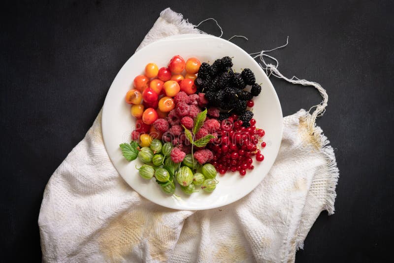 Top View of a Plate with Lots of Fresh Raw Berry Stock Image - Image of ...