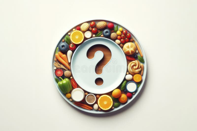 Top View Plate with Question Mark Isolated on Solid White Background ...