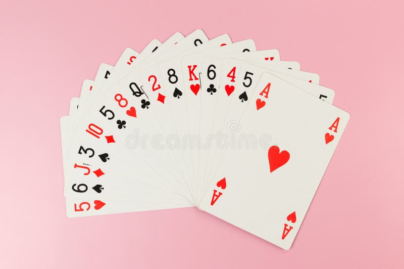 Top View of Playing Cards on Pink Background. Board Game, Poker Stock ...
