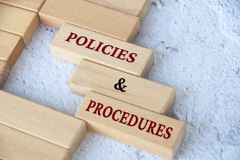 Top View of Policies and Procedures on Wooden Blocks. Policies and ...