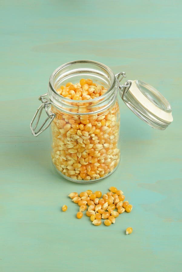 Top View Popcorn Kernel Seeds in a Jar Stock Image - Image of meal ...