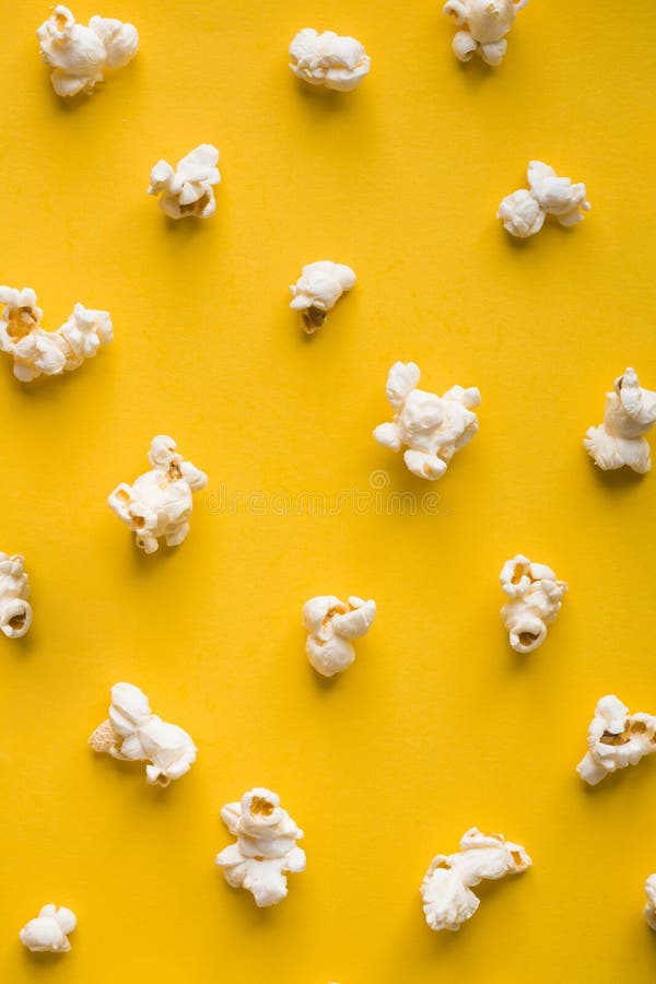 Top View Popcorn Yellow Background. High Quality Photo Stock Photo ...