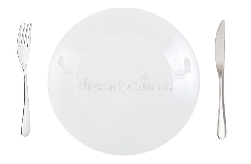 Top View of Porcelain Dinner Plate with Cutlery Stock Photo - Image of ...