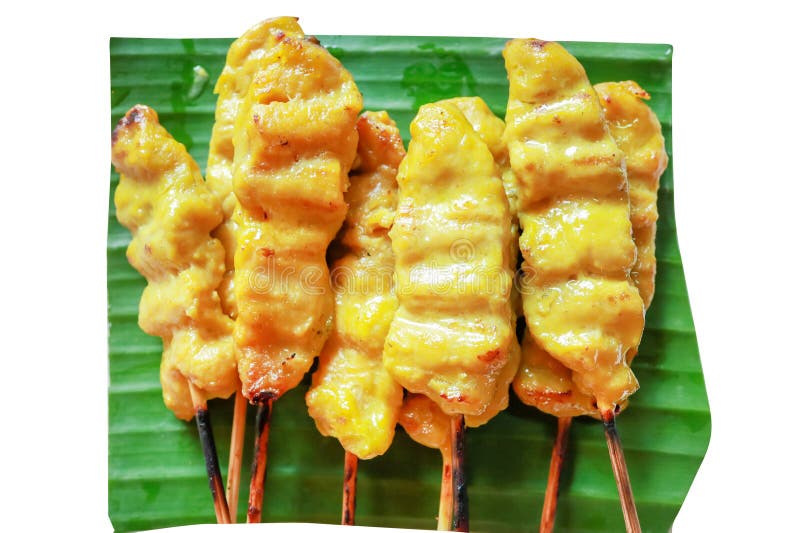 Top View of Pork Satay, Focus Selective Stock Image - Image of thai ...