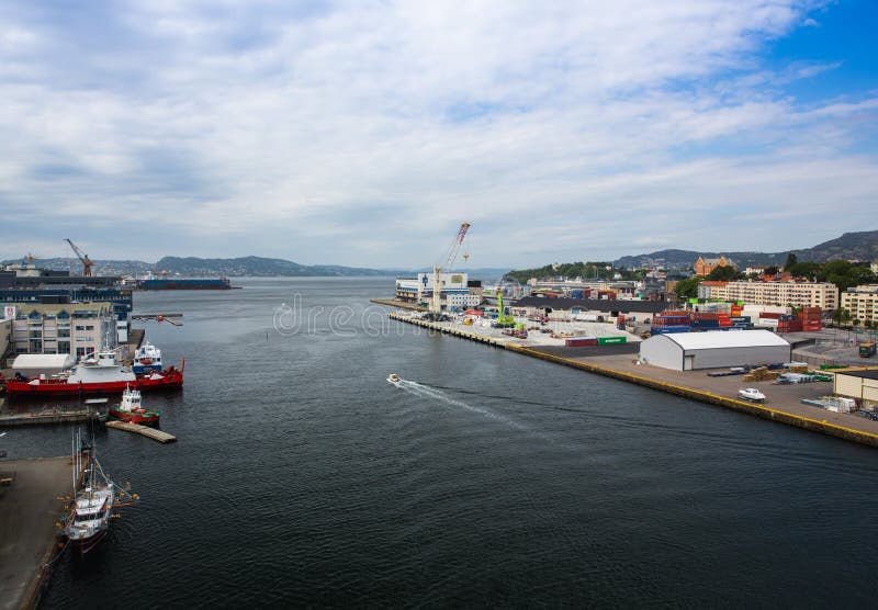 Top View of the Port of Bergen Editorial Photo - Image of container ...
