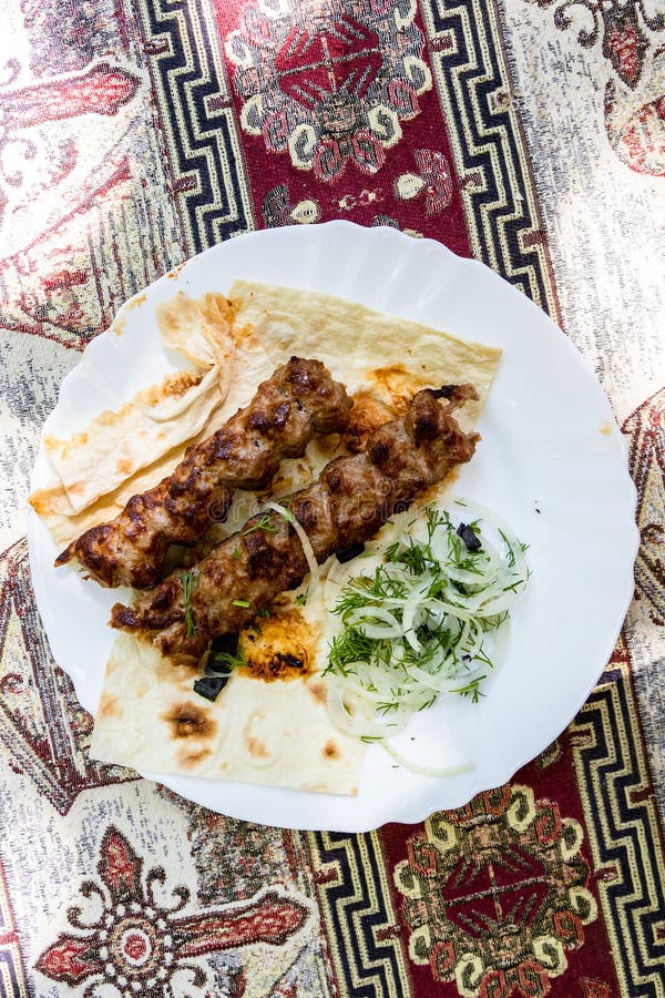 Top View of Portion of Armenian Kebabs on Plate Stock Photo - Image of ...
