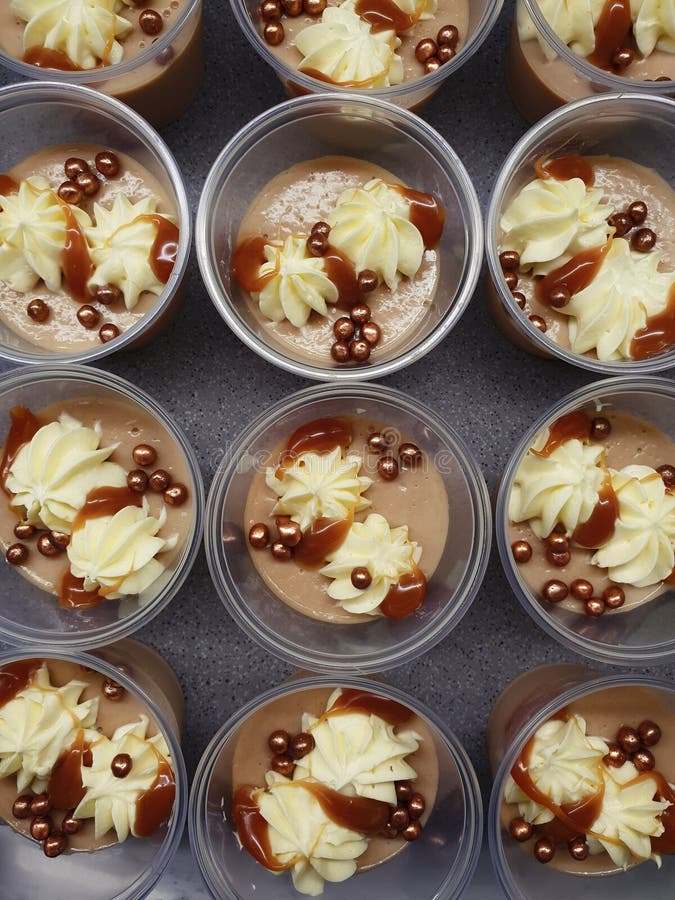 Top View on Portion Dessert with Chocolate Stock Photo - Image of ...