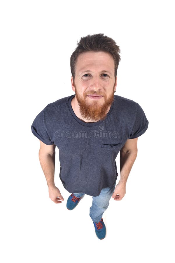 Top View Portrait of a Man on White Stock Photo - Image of casual ...