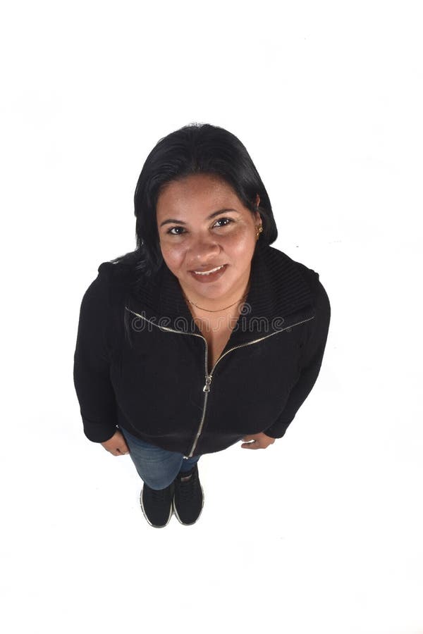 Top View Portrait of a Woman on White Stock Image - Image of confident ...