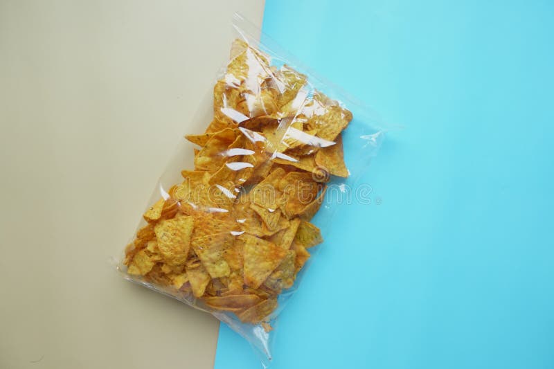 Top View of Potato Chips Packet on a Table Stock Photo - Image of stack ...