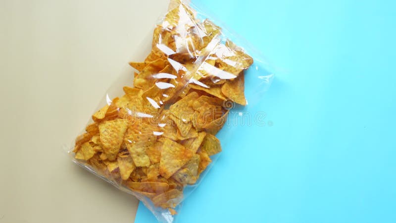 Top View of Potato Chips in a Plastic Packet Stock Video - Video of ...