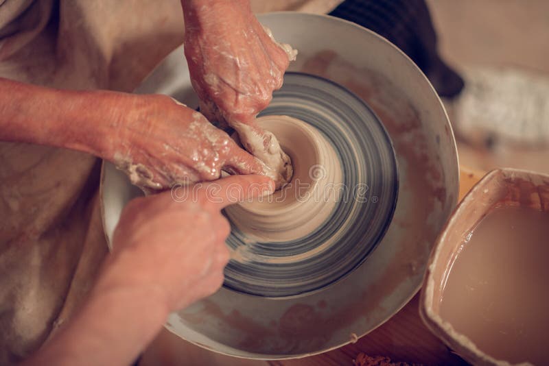 Top View of a Pottery Wheel Rolling Stock Image - Image of teamwork ...