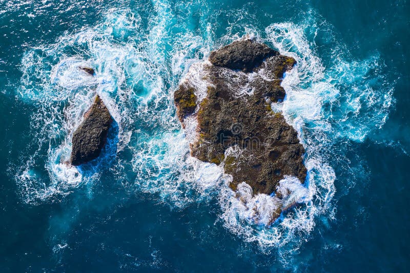 Top View of the Powerful Surf and Beautiful Rocks. the Element of the ...