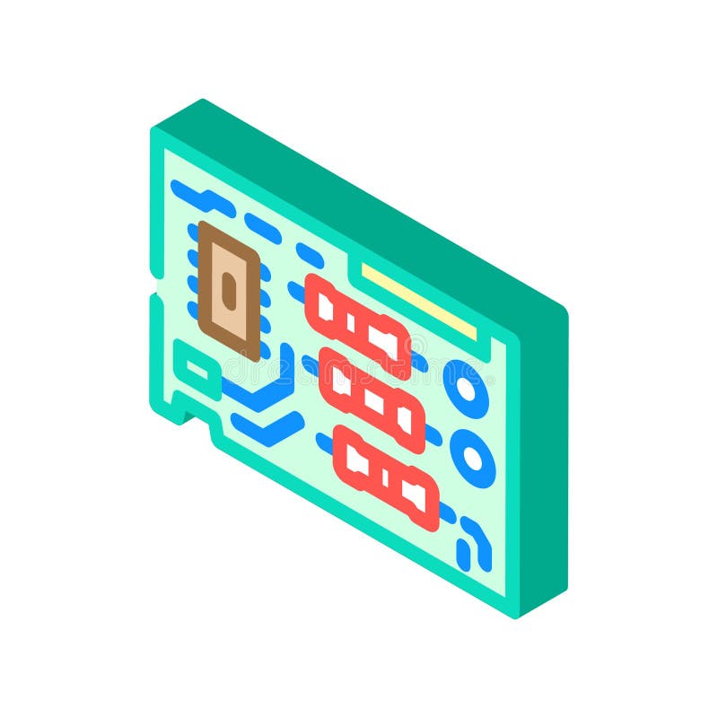 Top View Printed Circuit Board Pcb Isometric Icon Vector Illustration ...