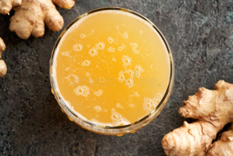 Top View of a Probiotic Drink with Ginger Root Stock Photo - Image of ...