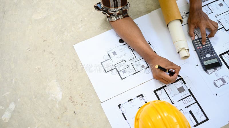 Top View, Professional Asian Male Engineer or Architect Working and ...