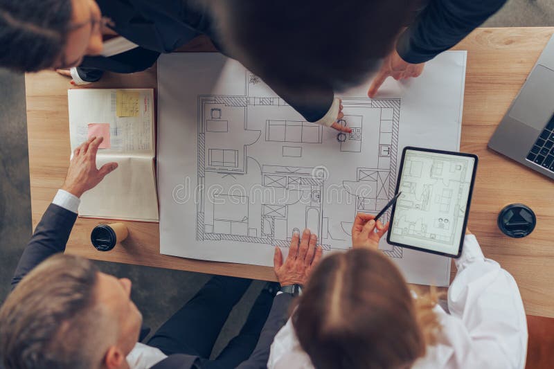 Top View of Professional Business Managers Working with Project ...