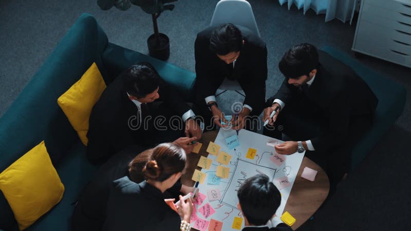 Top View of Business People Making Mind Map and Brainstorm Idea ...
