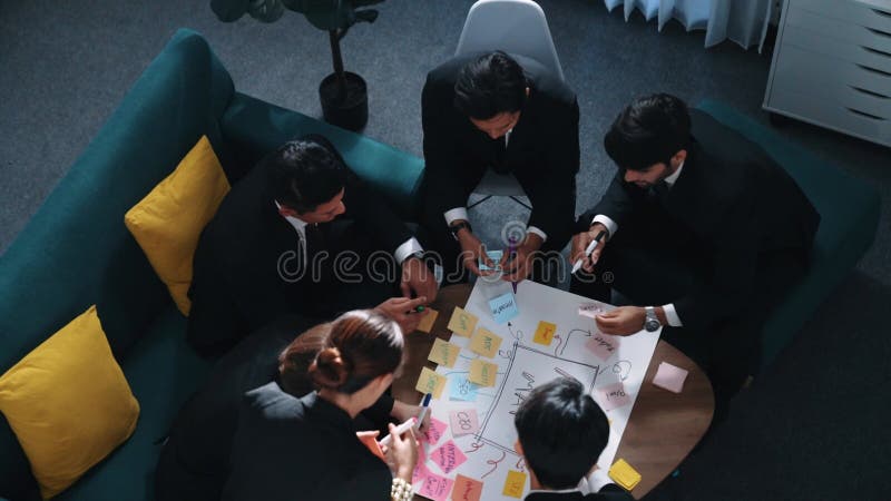 Top View of Business People Making Mind Map and Brainstorm Idea ...