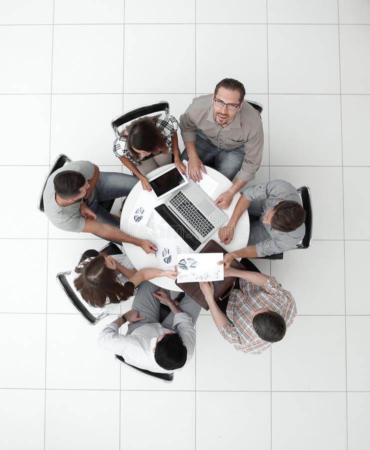 Top View.professional Business Team Sitting at the Round Table Stock ...