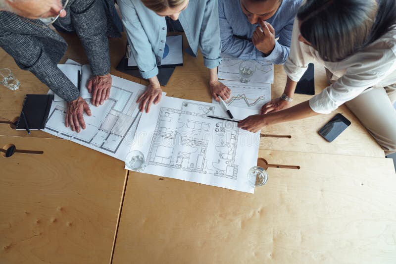 Top View of Professional Design Engineers Working with Project ...