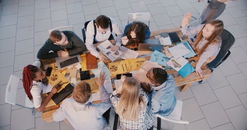 Top View Professional Multiethnic Business Experts Group Working on ...