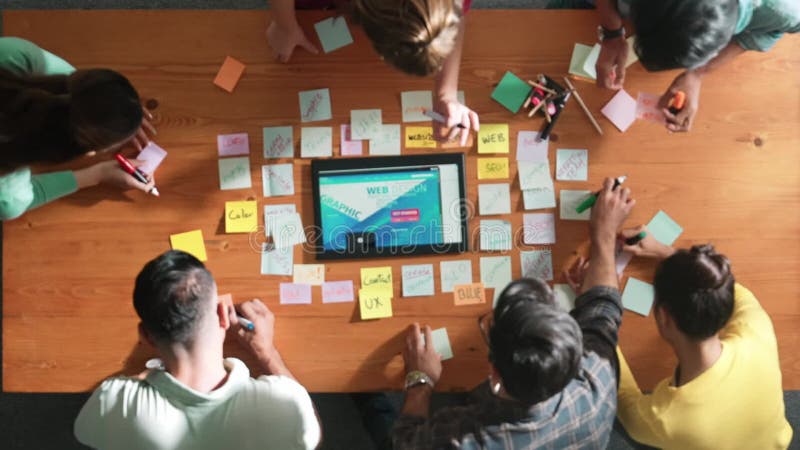 Top View of Programmer Brainstorming and Planning about Web Design ...