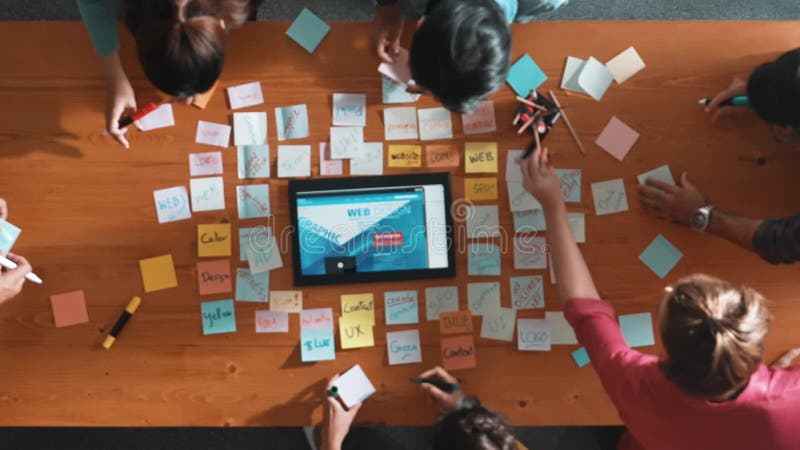 Top View of Programmer Brainstorming and Planning about Web Design ...