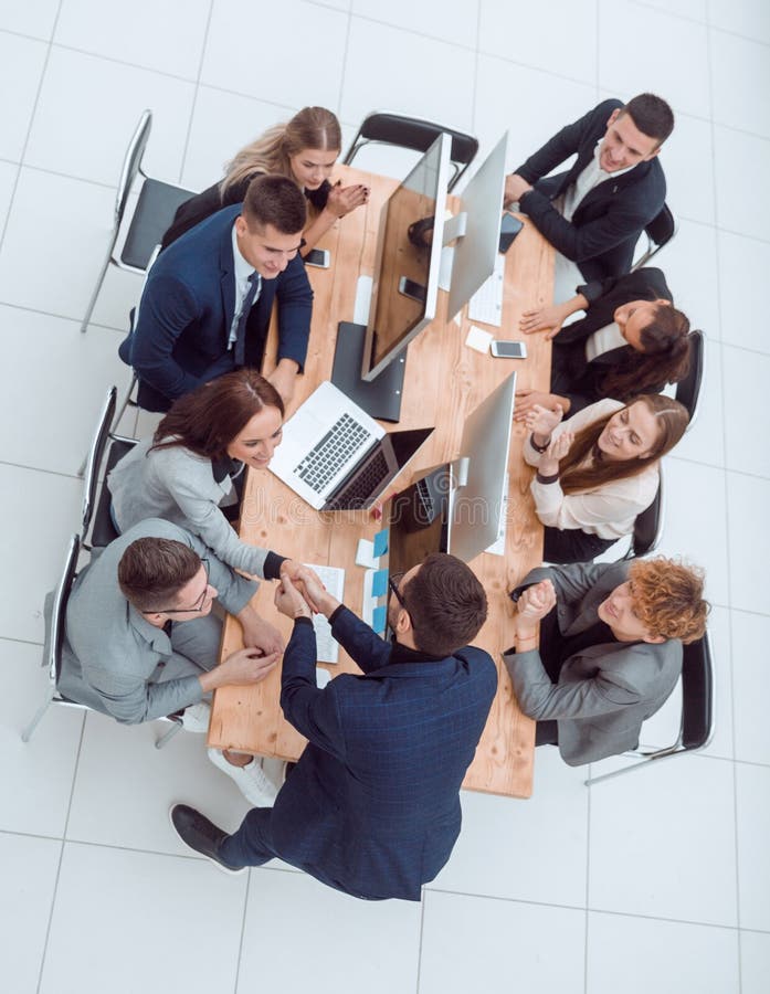 Top View. Project Manager at a Meeting with the Business Team Stock ...