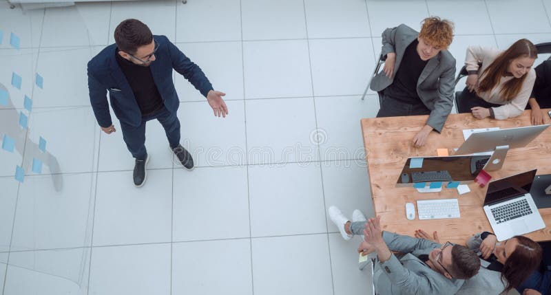 Top View. Project Manager at a Meeting with the Business Team Stock ...