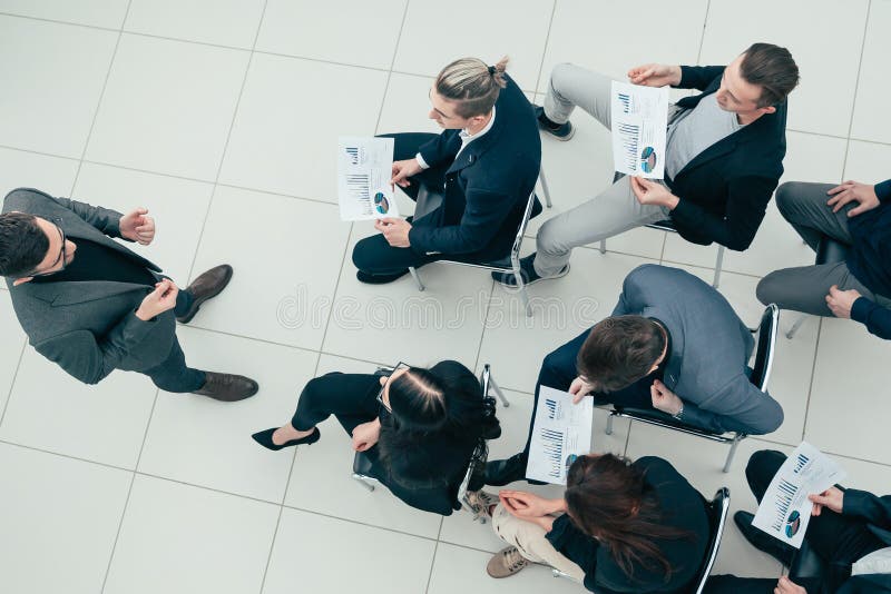 Top View. Project Manager at a Meeting with the Working Group Stock ...