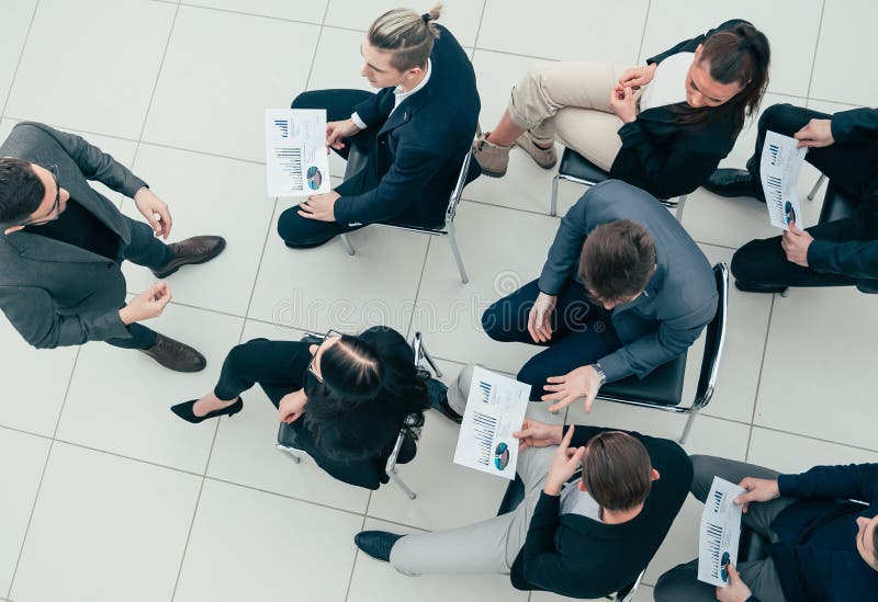 Top View. Project Manager at a Meeting with the Working Group Stock ...