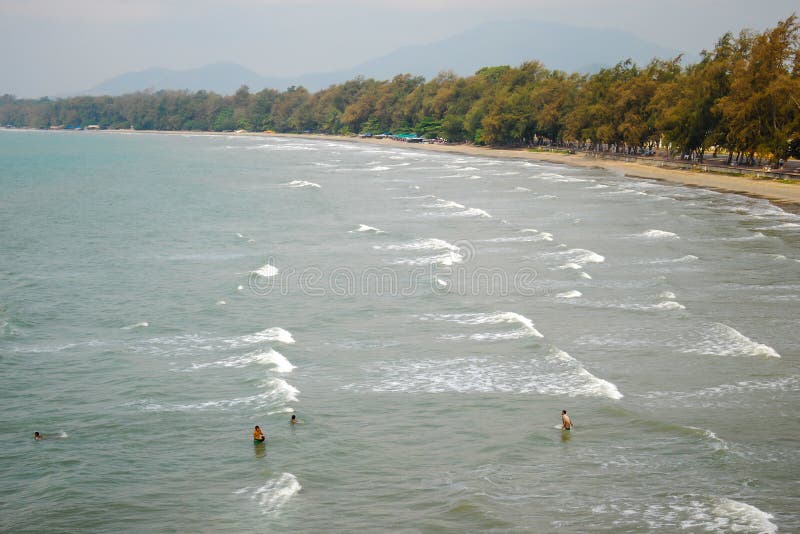 Top View of Public Beach.Small Figures of People in the Sea by S Stock ...