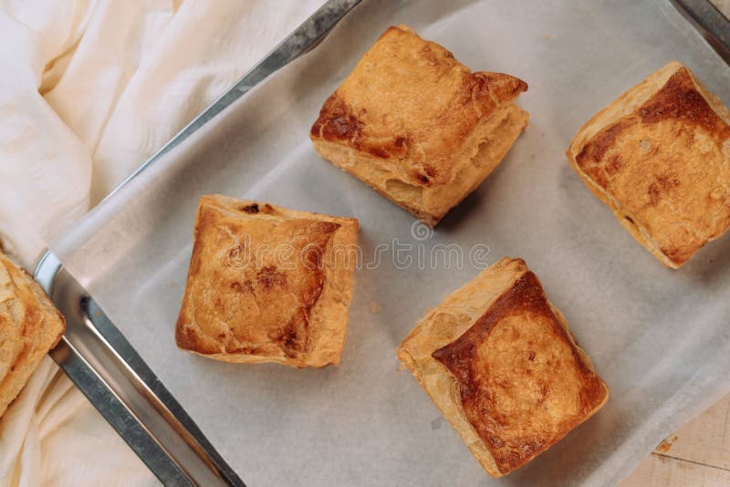 Top View of Puff Pastries on a Plate. Stock Image - Image of snack ...